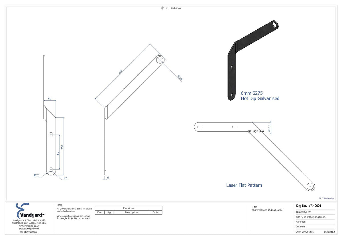 Cranked Support Bracket – Vandgard® - Anti Climb Guards Ltd